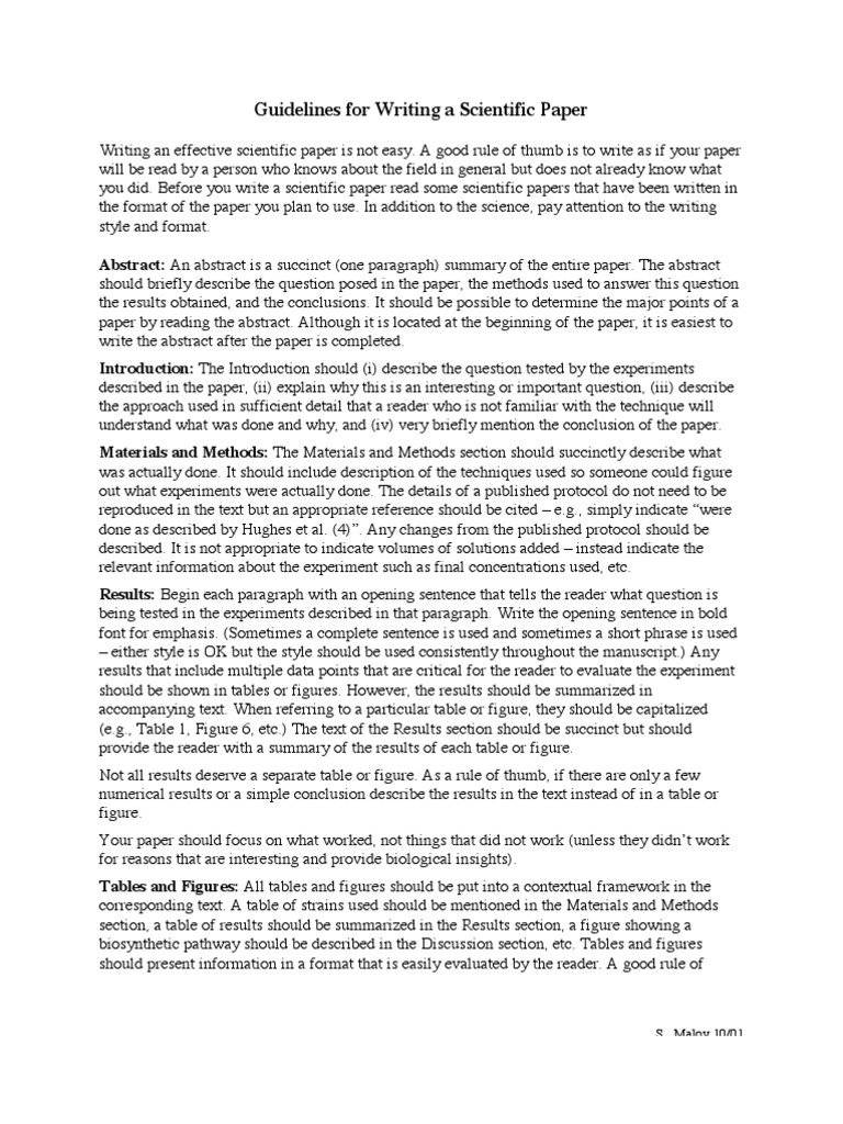 Scientific Paper Writing Guidelines | PDF