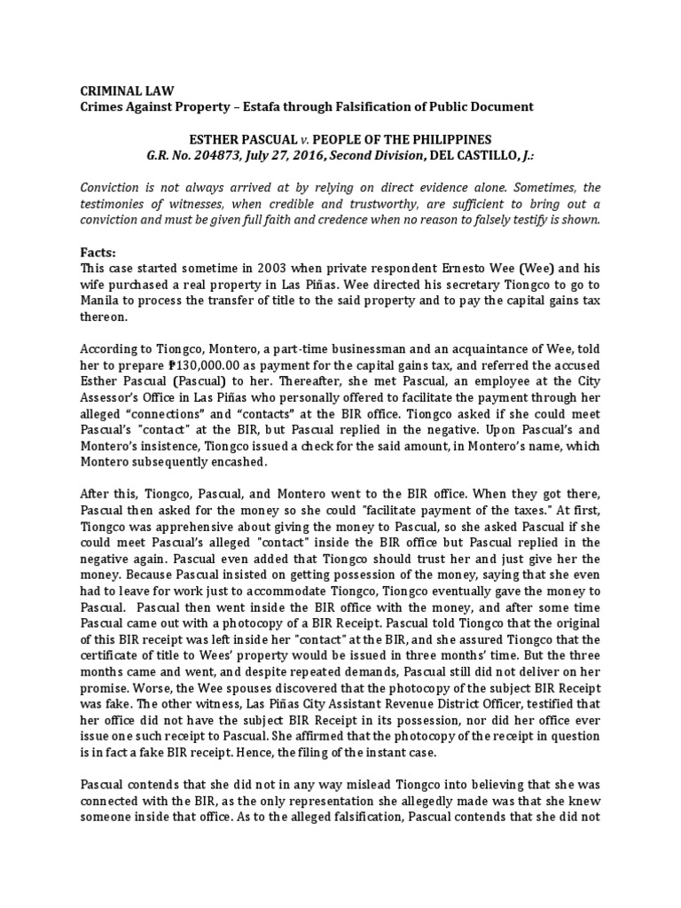 Legal Analysis: Estafa Case | PDF | Fraud | Testimony