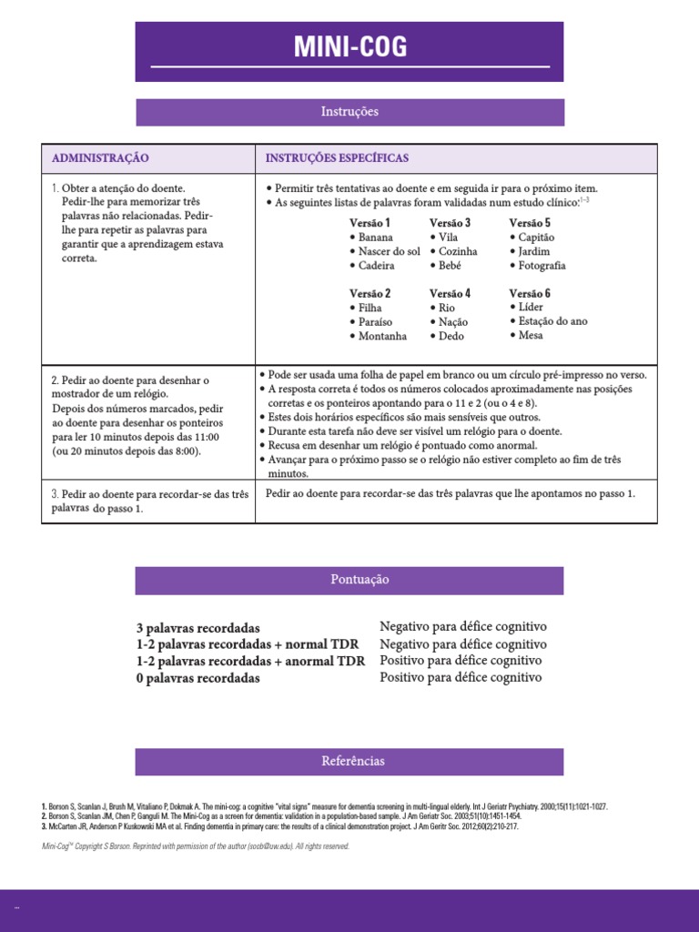 Mini Cog | PDF | Psicologia