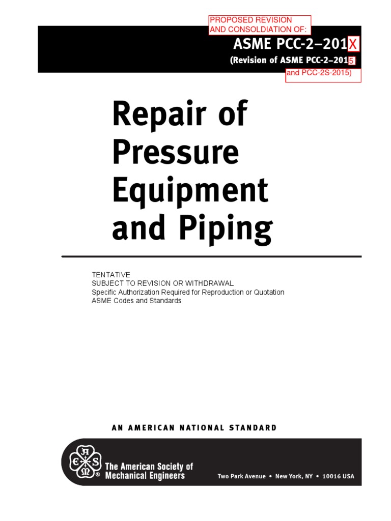 Repair of Pressure Equipment and Piping: ASME PCC-2-2015 | PDF | Pipe ...