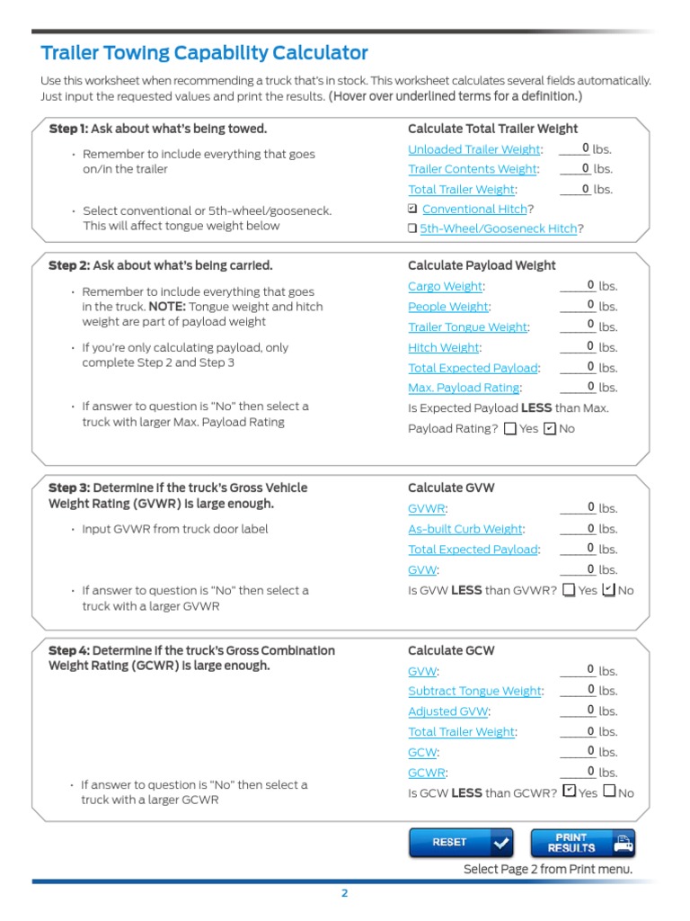 Trailer Towing Capability Calculator | PDF | Trailer (Vehicle) | Ford F ...