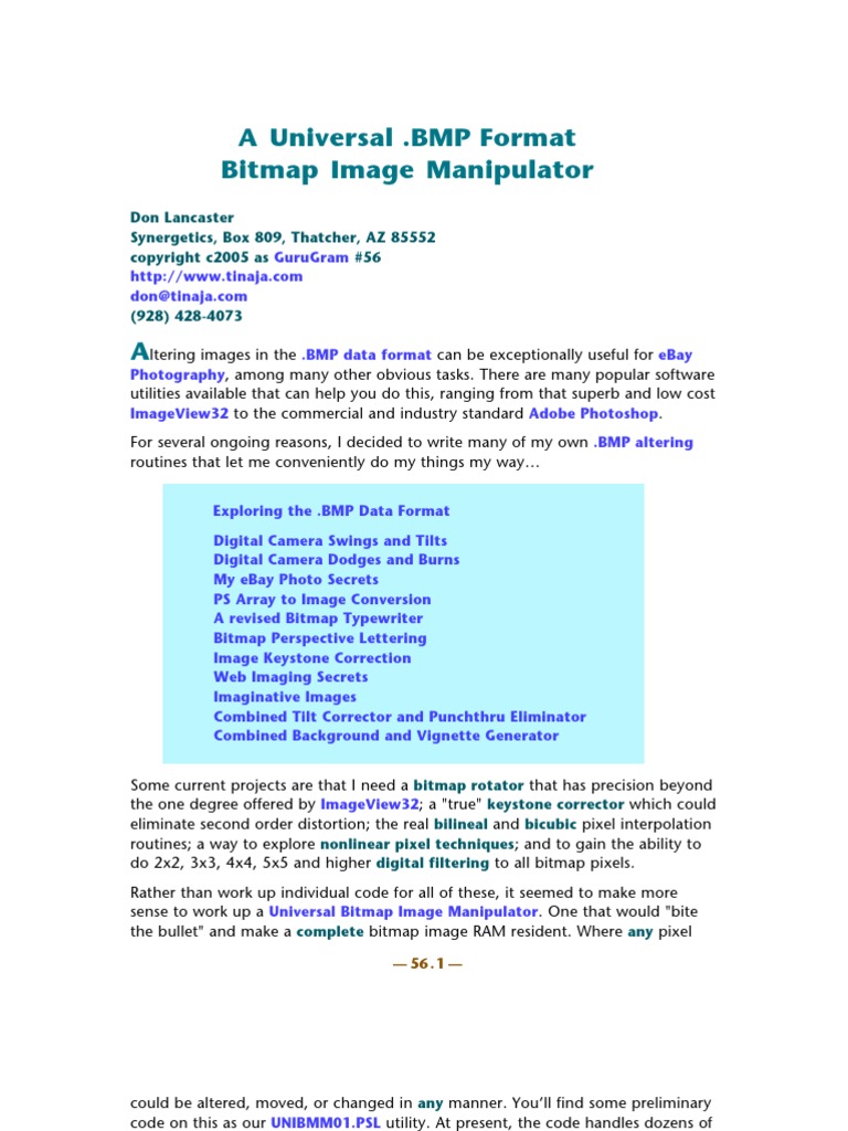 A Universal .BMP Format Bitmap Image Manipulator: Don Lancaster ...