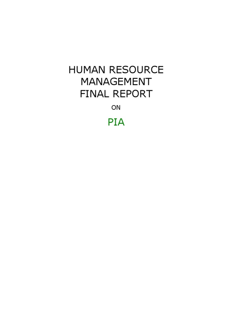 HR Report On Pia | PDF | Competence (Human Resources) | Employee Benefits