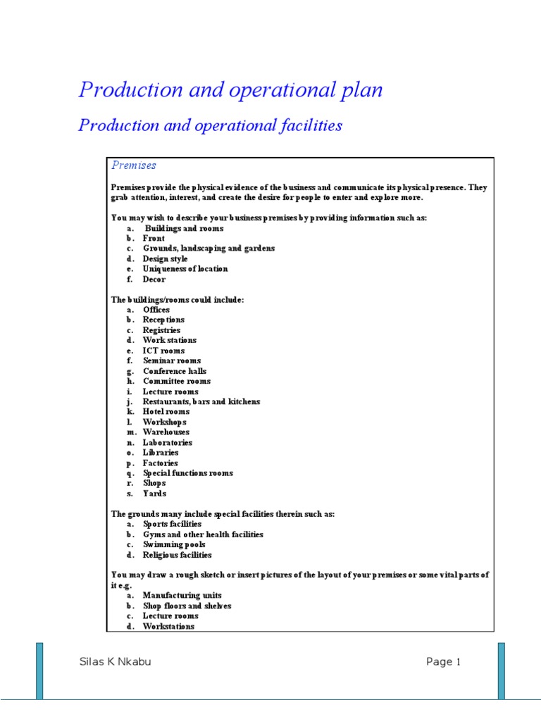 Production and Operational Plan | PDF | Sausage | Cooking
