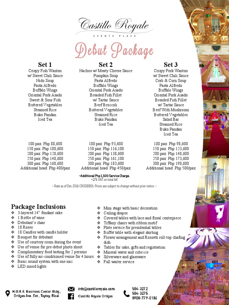 Debut Package: Set 1 Set 2 Set 3 | PDF | Foods | Food And Drink Preparation