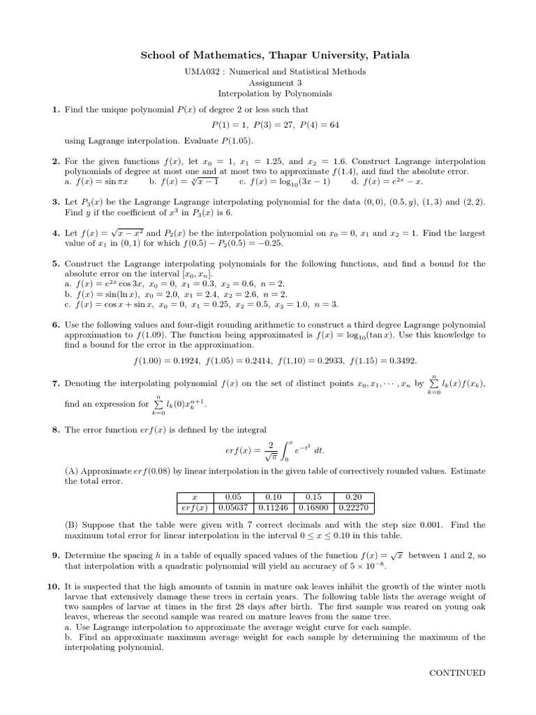 Polynomial Interpolation and Error Estimation Using Lagrange and ...