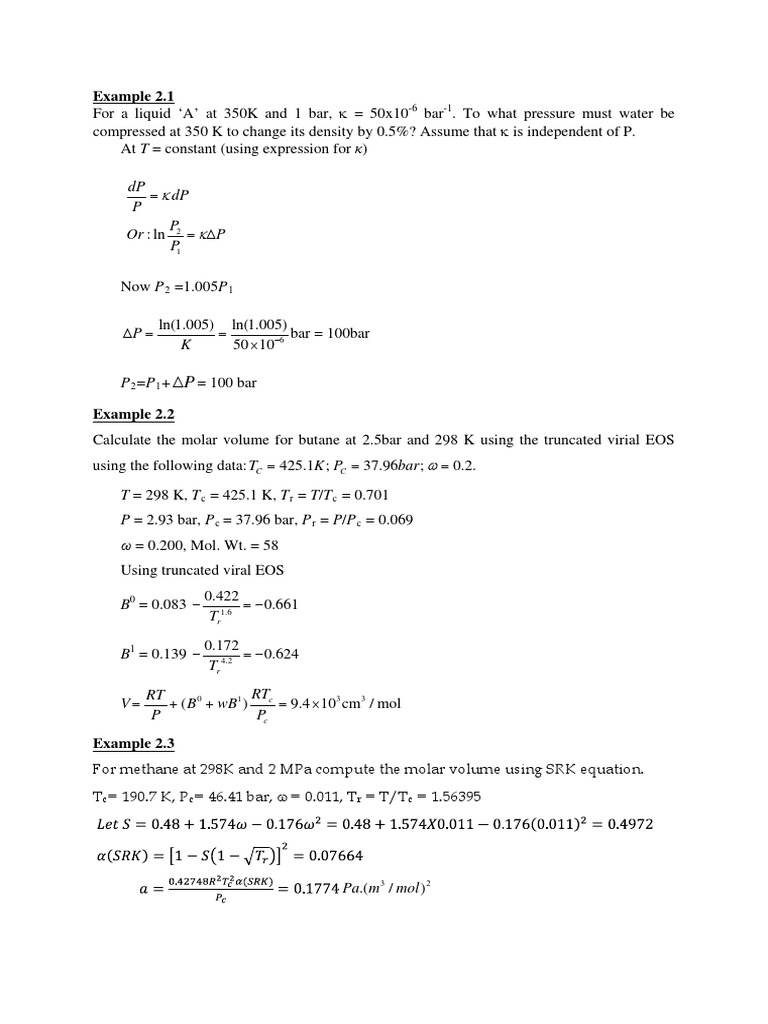 Example 2.1: DP DP P P or P P | Download Free PDF | Thermodynamics | Gases
