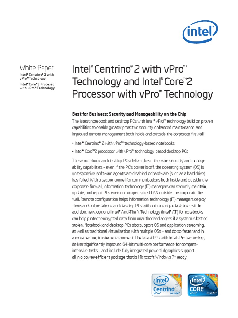 Intel Vpro - Read Me First | PDF | Personal Computers | Intel