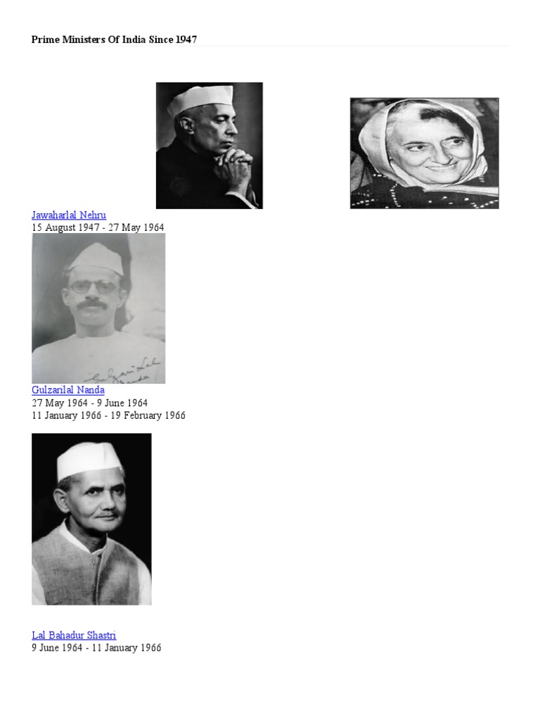 Indian PMs: A Historical List | PDF