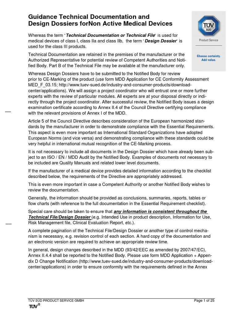 Guidance Technical Documentation and Design Dossiers Fornon Active ...