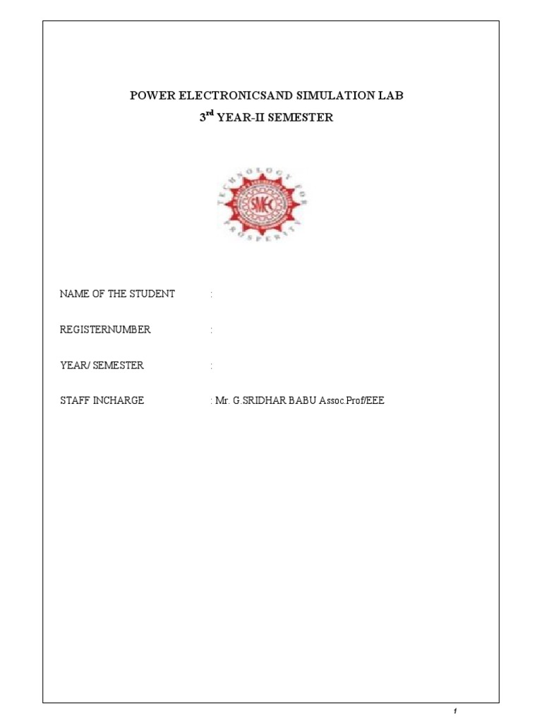 General Instructions and Procedures for Power Electronics and Simulation Lab Experiments | PDF ...
