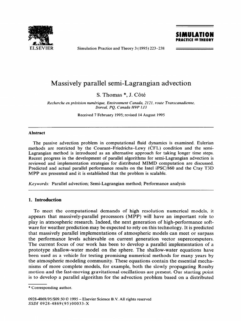 Massively Parallel Semi-Lagrangian Advection: Simulation | PDF | Interpolation | Parallel Computing