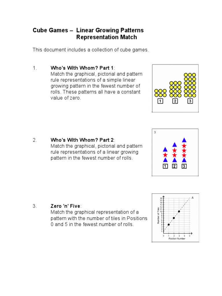 Cube Games - Linear Growing Patterns Representation Match: Who's With ...