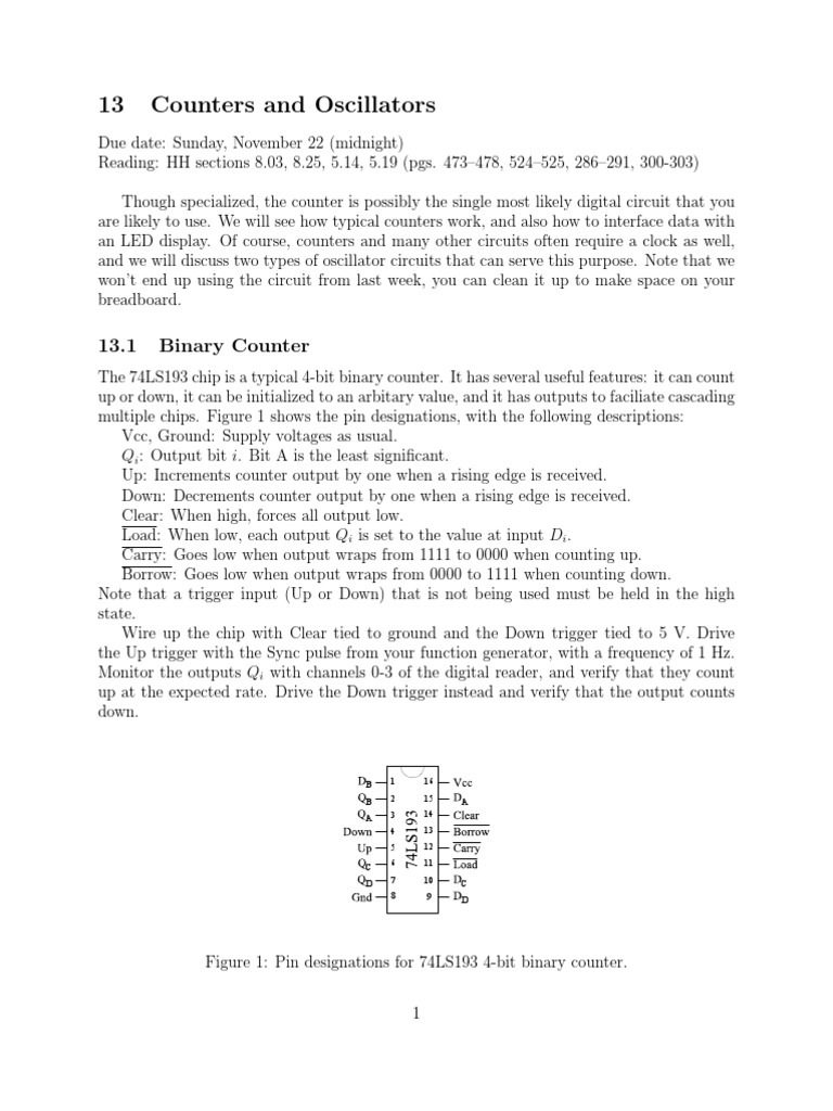 13 Counters and Oscillators: 13.1 Binary Counter | PDF | Electronic ...