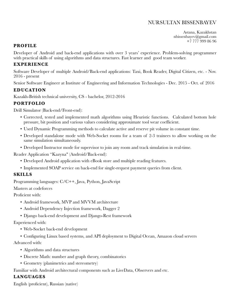 Nursultan | PDF | Android (Operating System) | Programmer