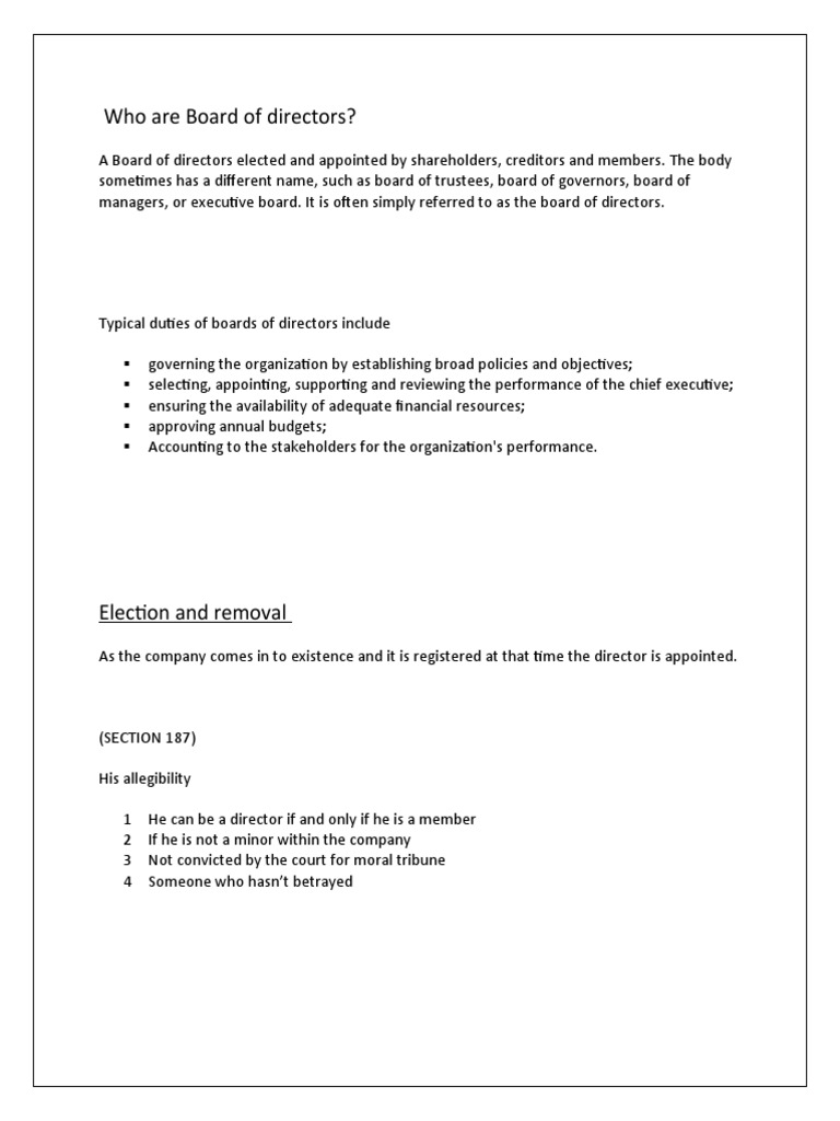 Understanding Board of Directors Roles | PDF | Board Of Directors ...