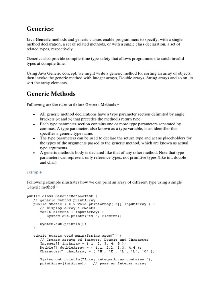 Generics Example Pdf Method Computer Programming Parameter Computer Programming 0248