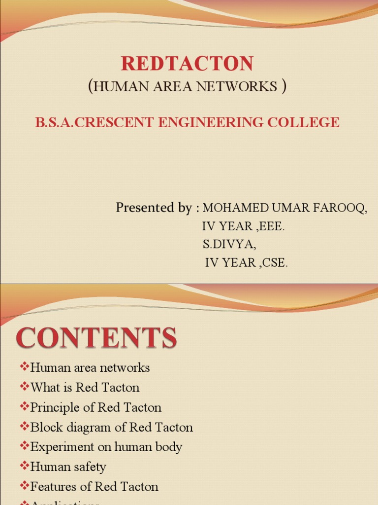 Redtacton: Human Area Networks | PDF | Data Transmission | Transmission ...