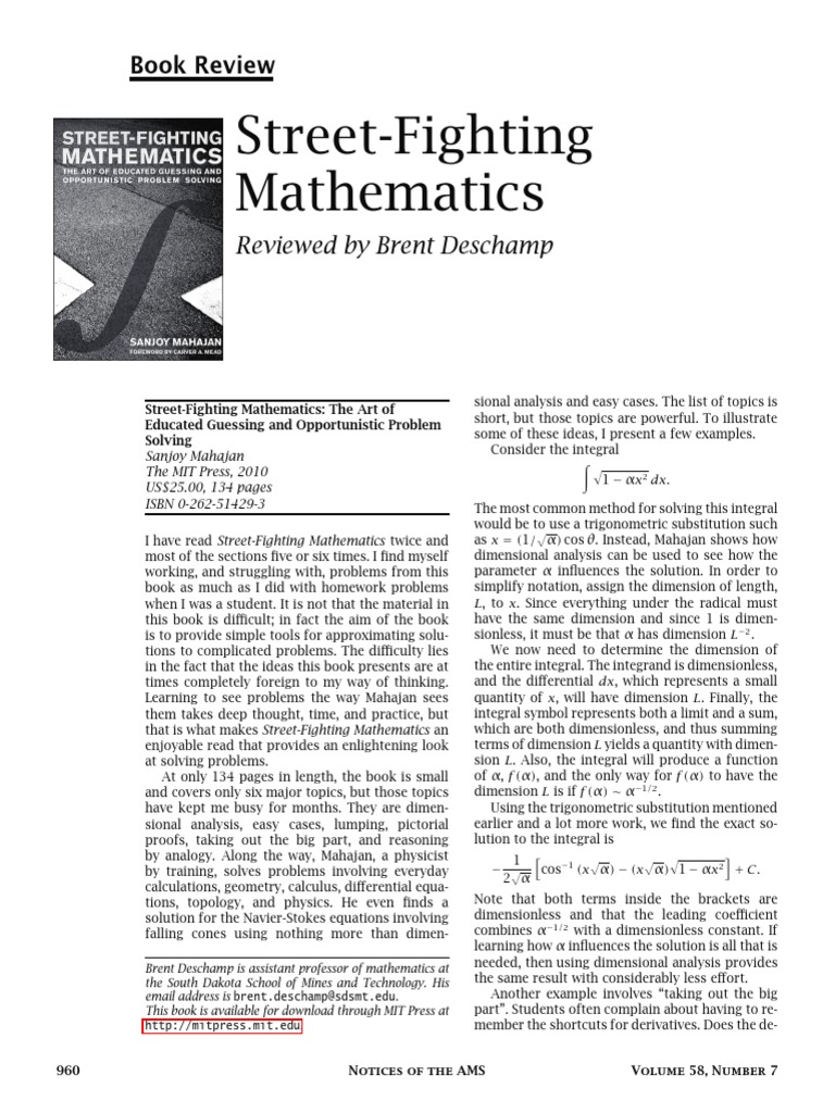 Street-Fighting Mathematics: Book Review | PDF | Integral ...