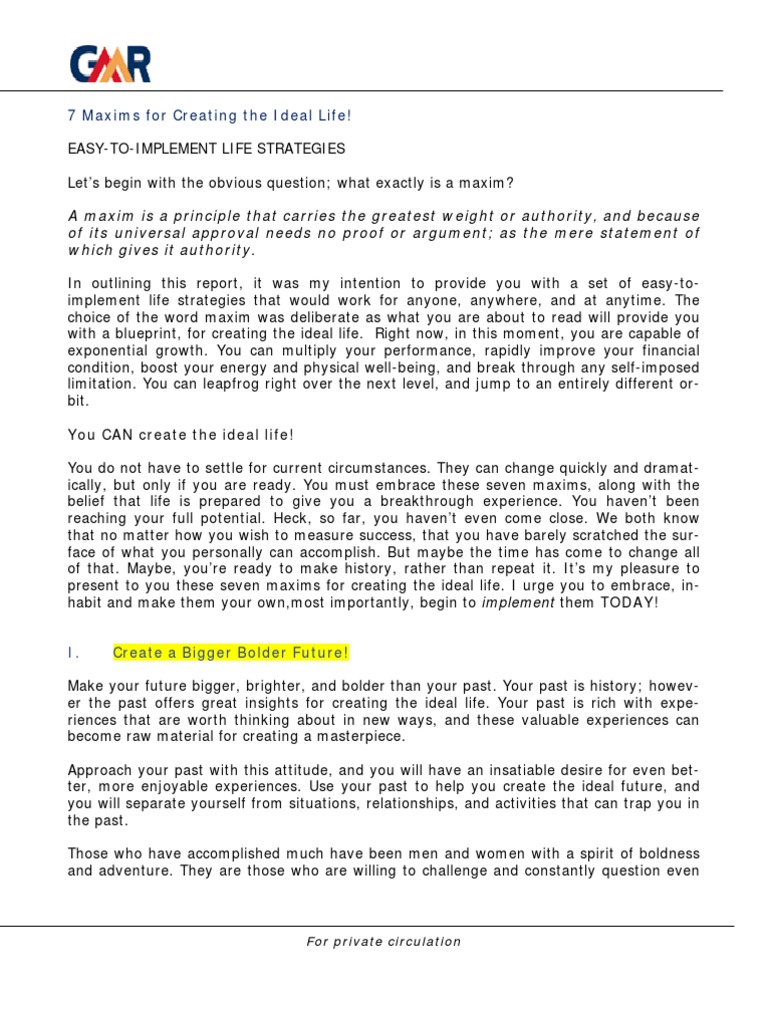 7 Maxims in Life | PDF | Gratitude | Quality Of Life