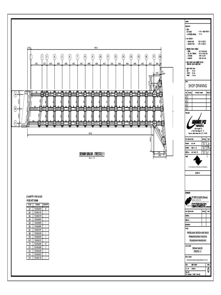 Shop Drawing: Denah Balok - Trestle 1 | PDF