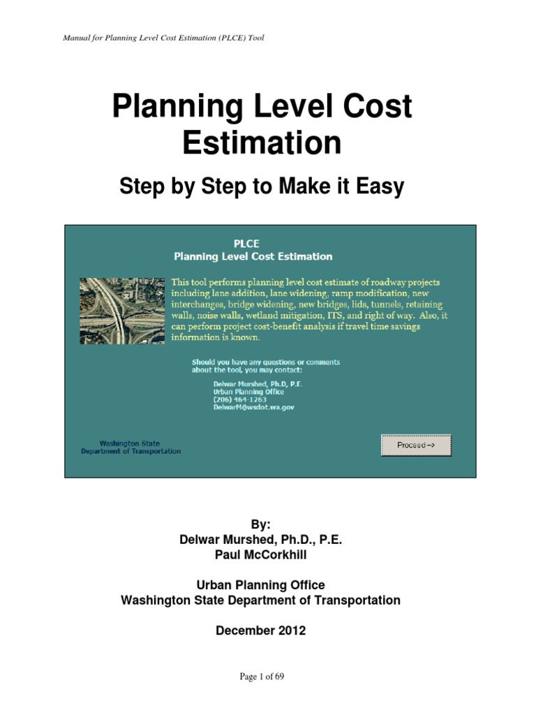 Planning Level Cost Estimation: Step by Step To Make It Easy | PDF ...
