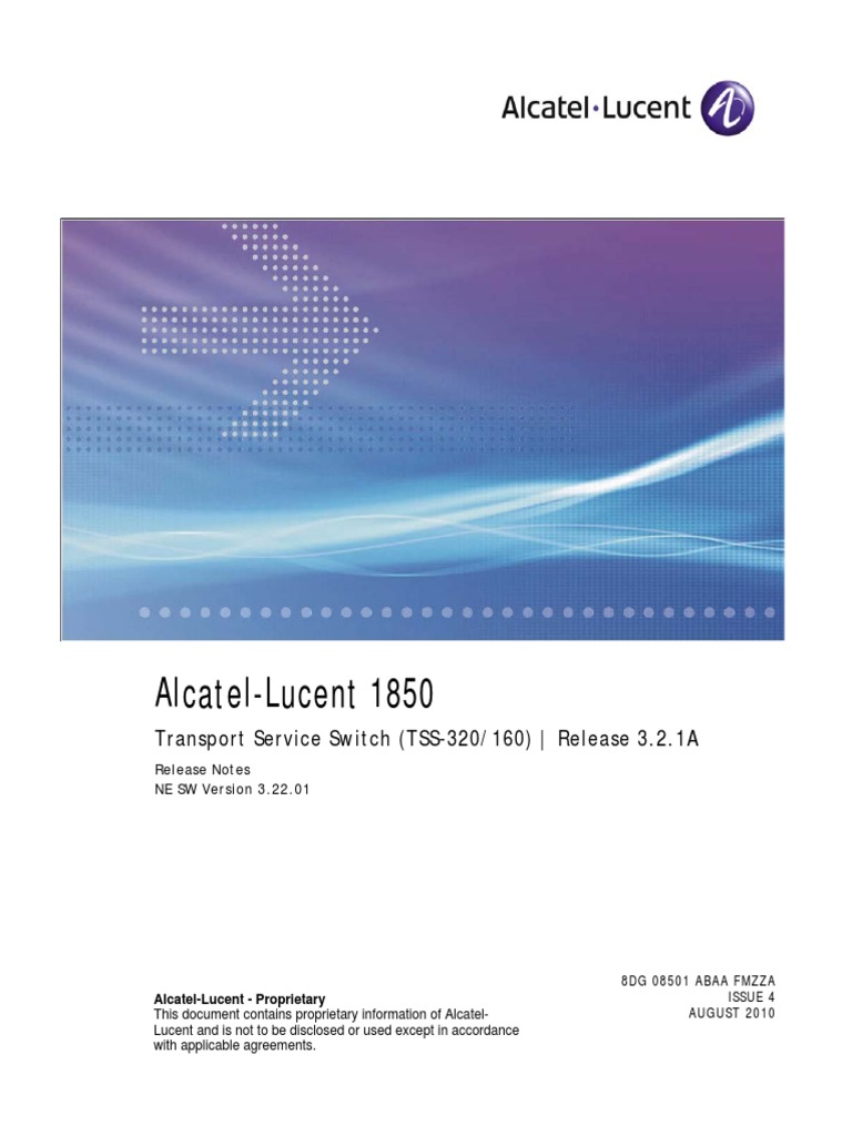 Alcatel-Lucent 1850: Transport Service Switch (TSS-320/160) - Release 3 ...