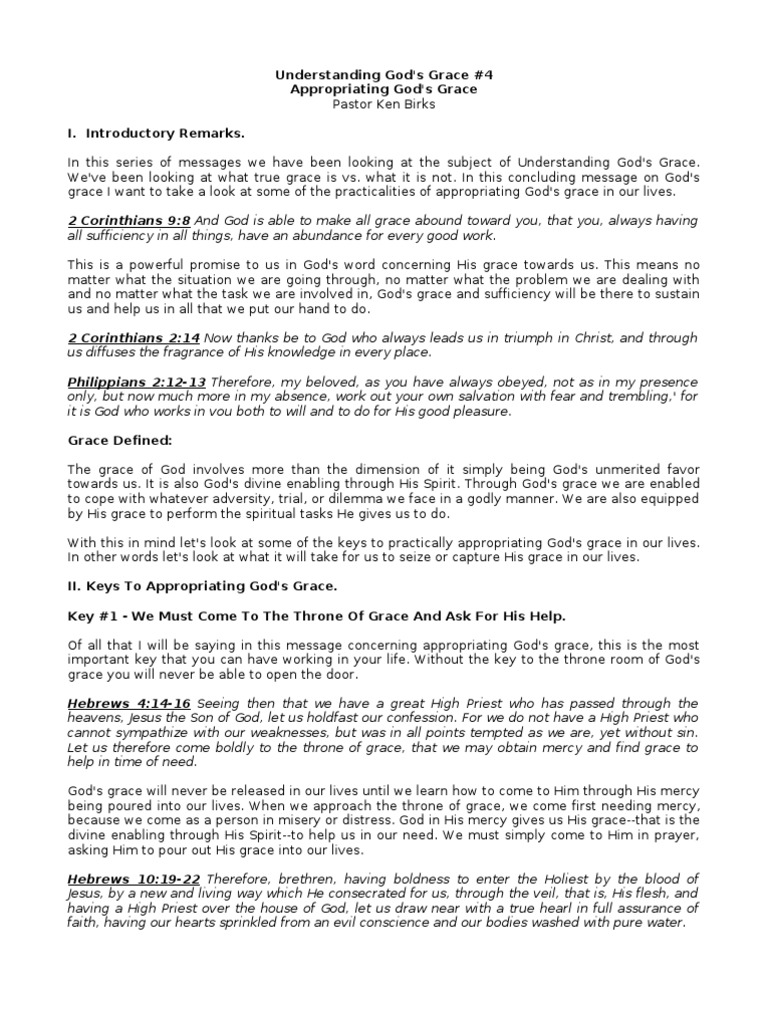 Grace 4 Pdf Grace In Christianity Divine Grace