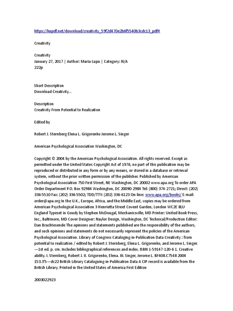 Creativity | Download Free PDF | Creativity | Motivation