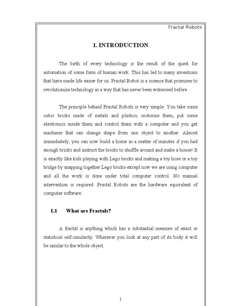 Fractal Robots Seminar Report | PDF | Robot | Robotics