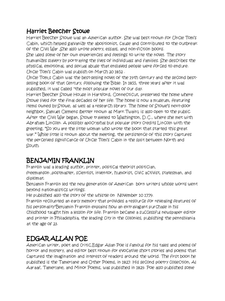 Harriet Beecher Stowe | PDF | Nathaniel Hawthorne | Harriet Beecher Stowe