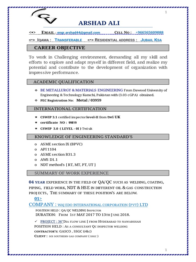Engr Arshad CV PDF | PDF