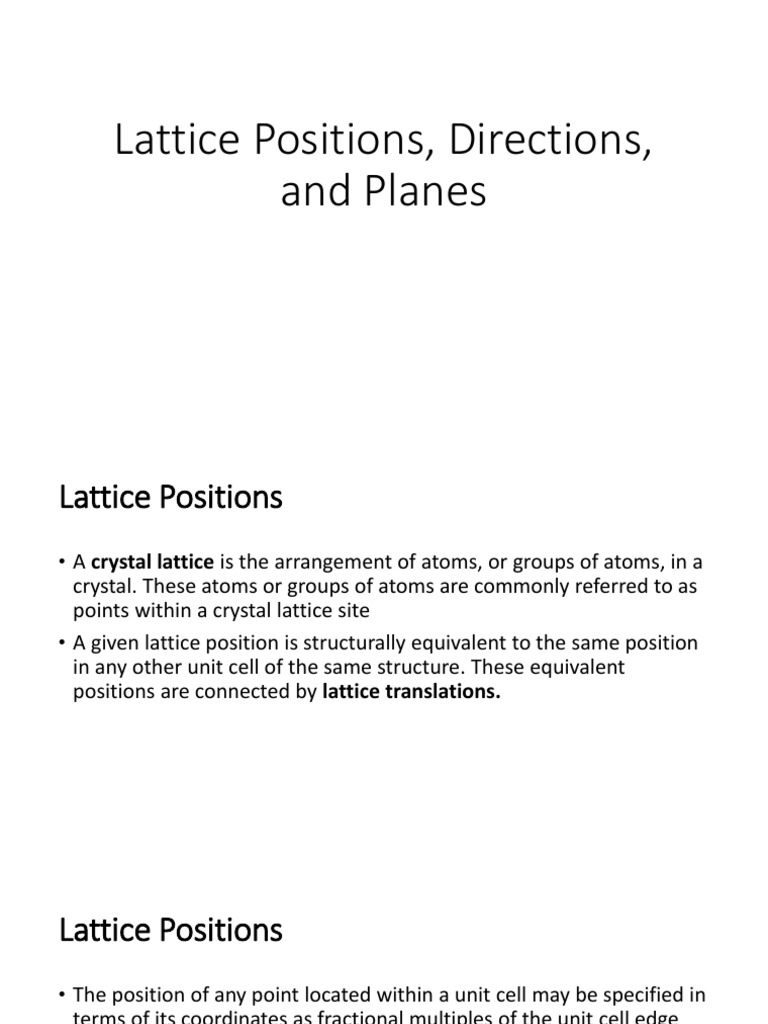 Lattice Positions, Directions, and Planes | Download Free PDF | Crystal ...