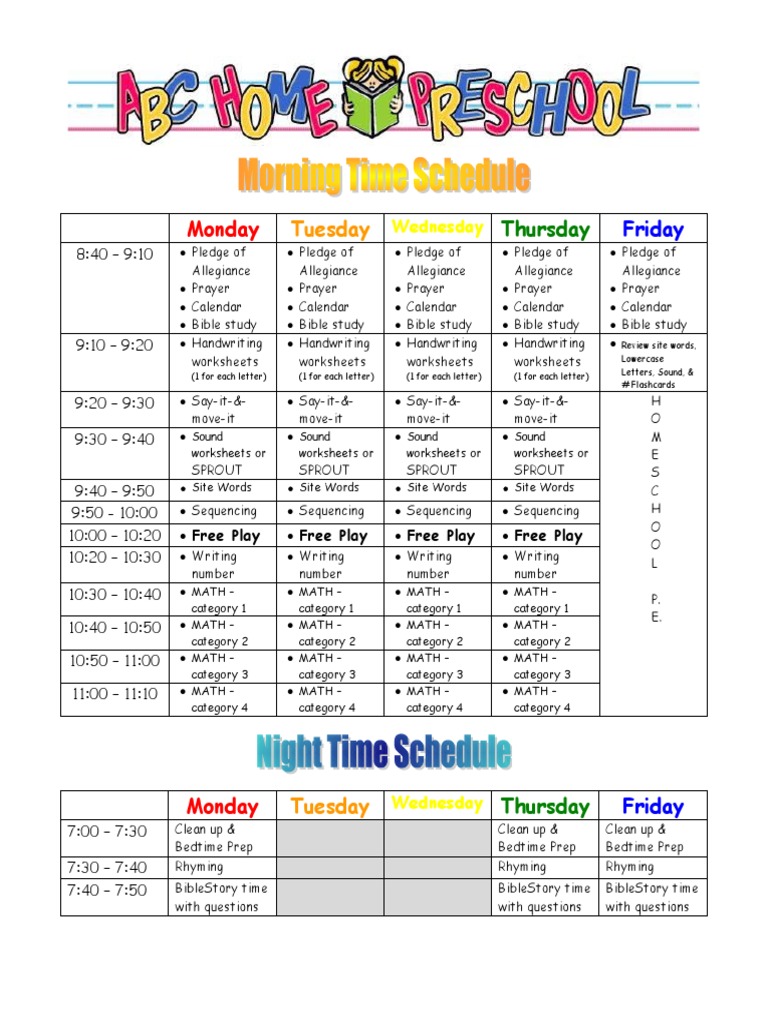 Daily Schedule K5 September | PDF