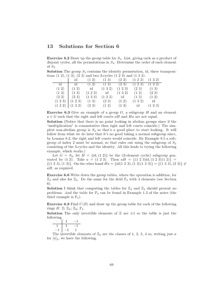 13 Solutions For Section 6 | PDF | Group (Mathematics) | Determinant