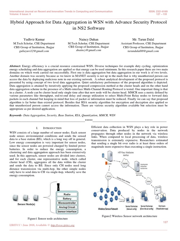 Hybrid Approach For Data Aggregation in WSN With Advance Security Protocol in | PDF | Wireless ...