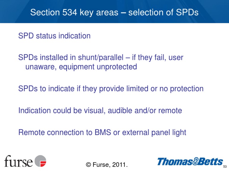 Section 534 Key Areas - Selection of SPDS: © Furse, 2011 | PDF
