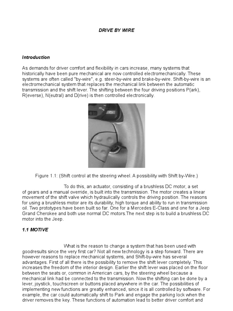 Drive by Wire | PDF | Transmission (Mechanics) | Vehicle Technology