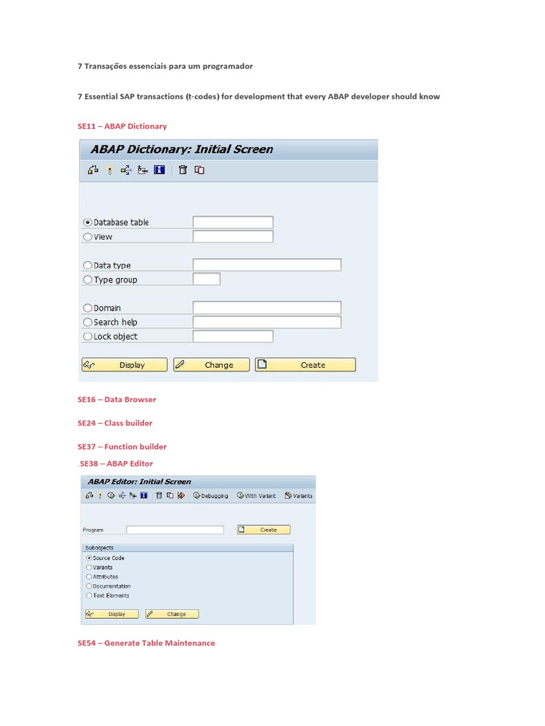SE11 - ABAP Dictionary: 7 Transações Essenciais para Um Programador ...