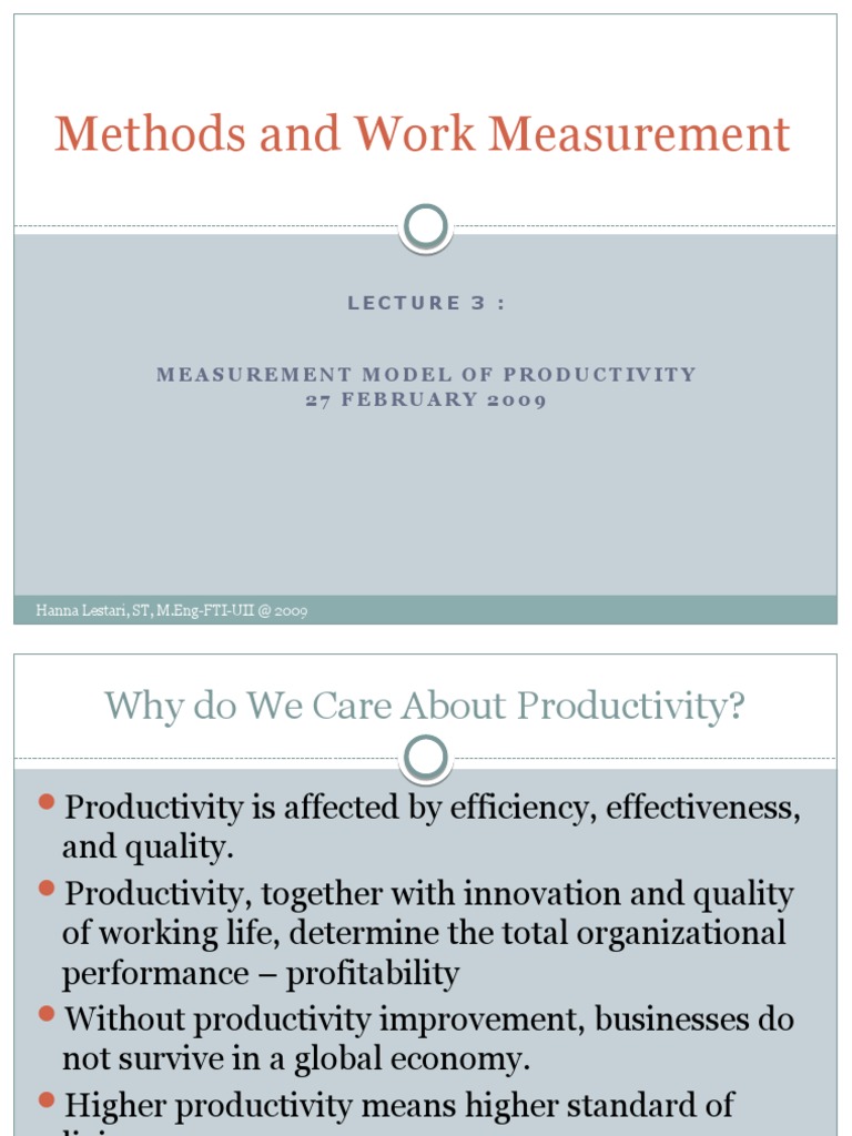 Lecture 3 Measurement Model of Productivity 27 Feb | PDF | Output ...