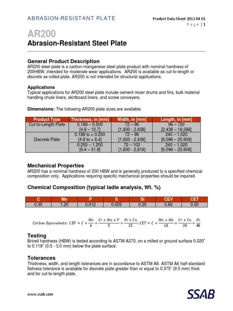 ABRASION-RESISTANT STEEL PLATE DATA SHEET | PDF | Welding | Construction