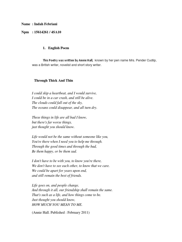 English Poem | PDF | Poetry