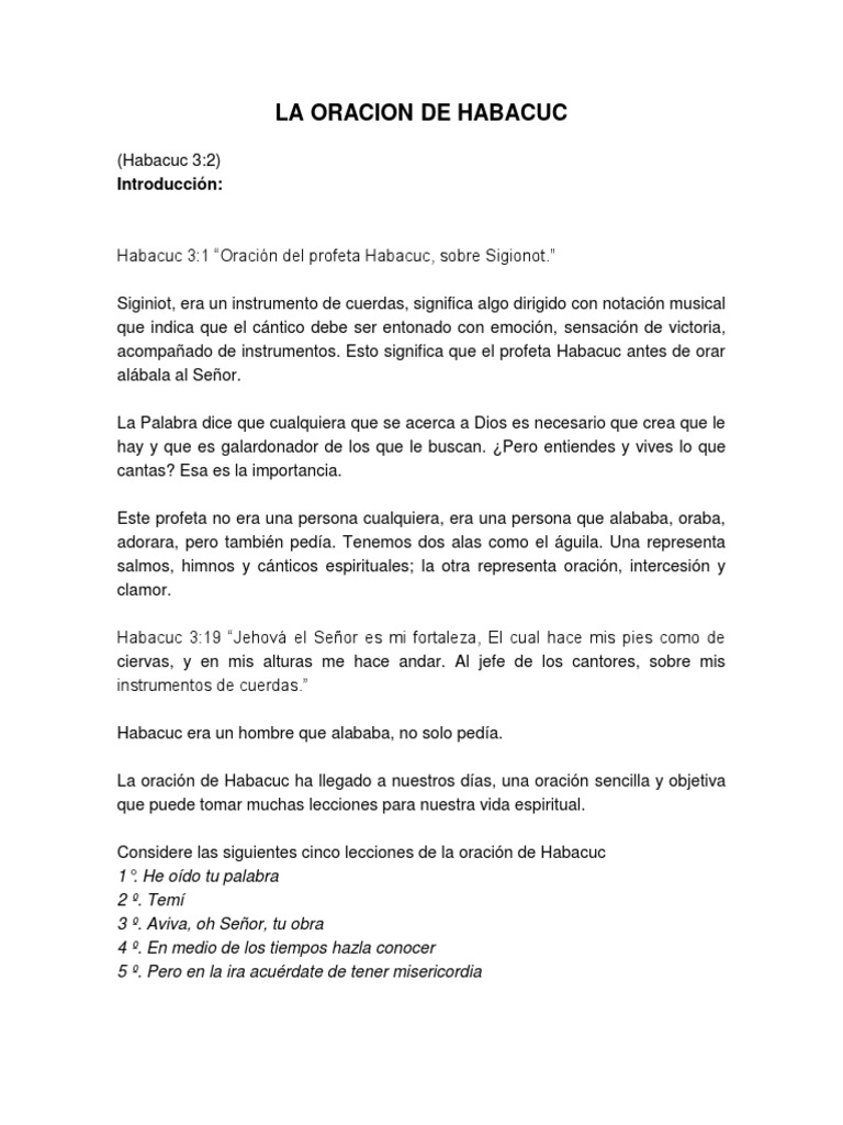 La Oracion de Habacuc | PDF | Oración | Yahvé