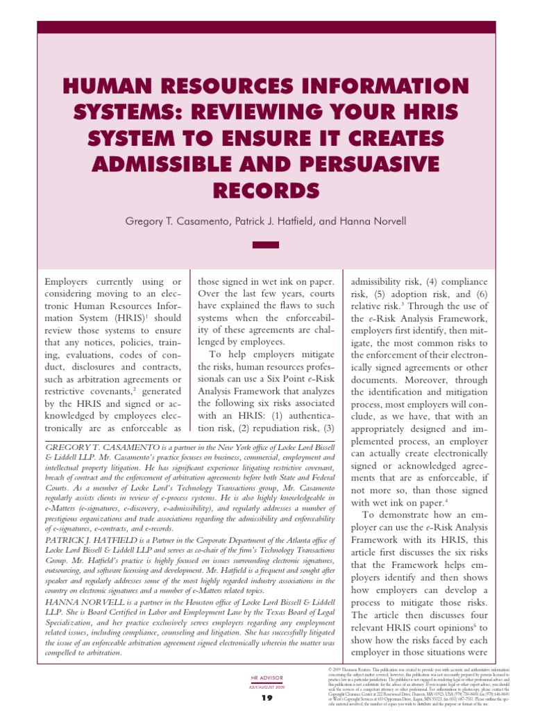 Human Resources Information Systems: Reviewing Your Hris System To ...
