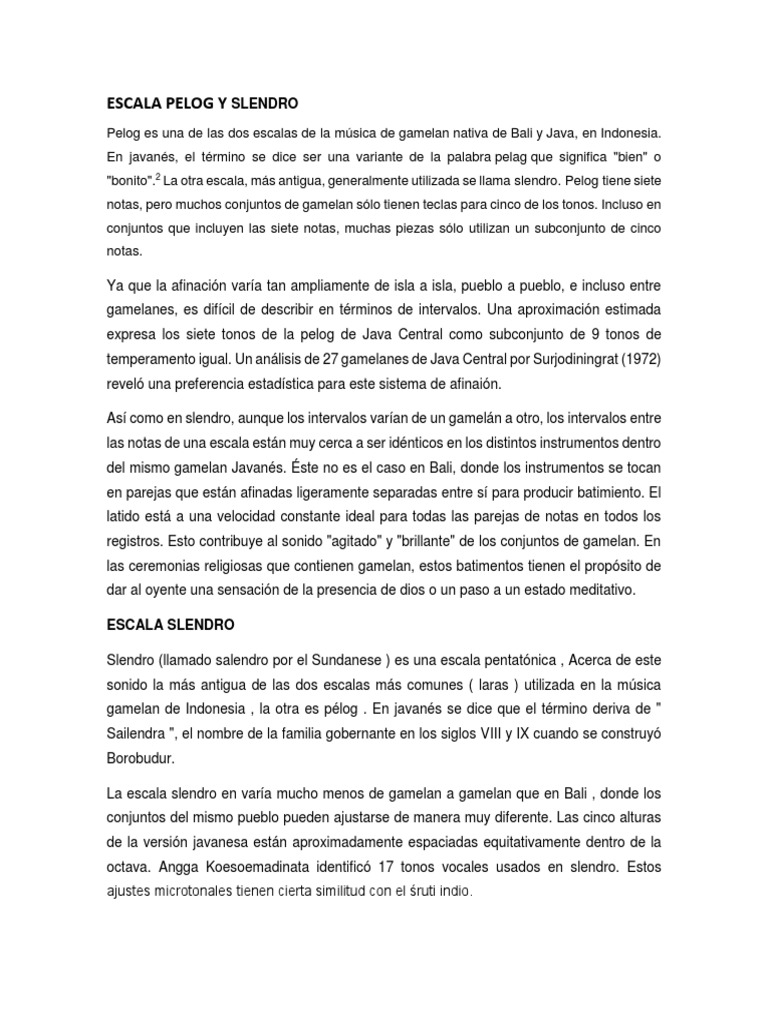 Escala Pelog y Slendro | PDF