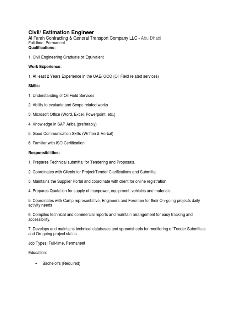 Estimation Engineer | PDF