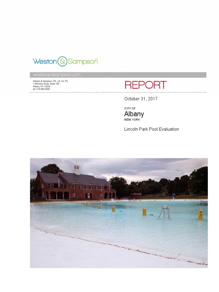 Lincoln Park Pool Evaluation Report | PDF | Sanitary Sewer | Swimming Pool