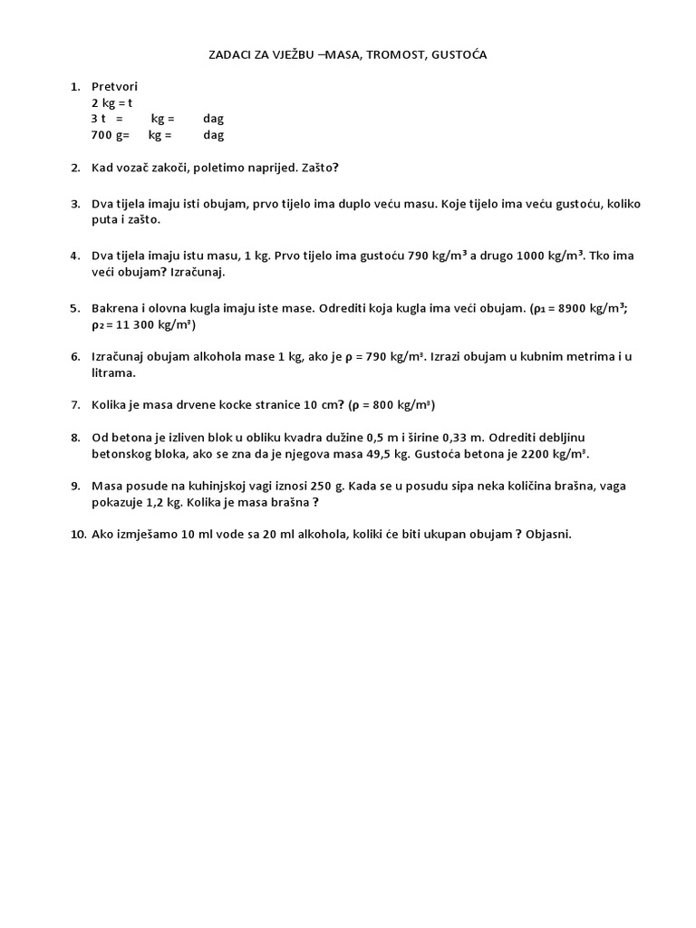 Zadaci Za Vjezbu | PDF