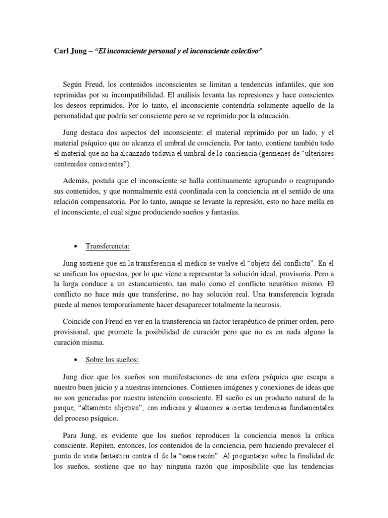 Carl Jung - Inconsciente Personal y Colectivo | PDF | Mente ...
