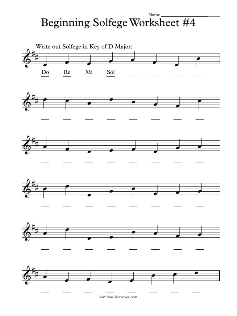 Solfege Worksheet 4 Full Score | PDF